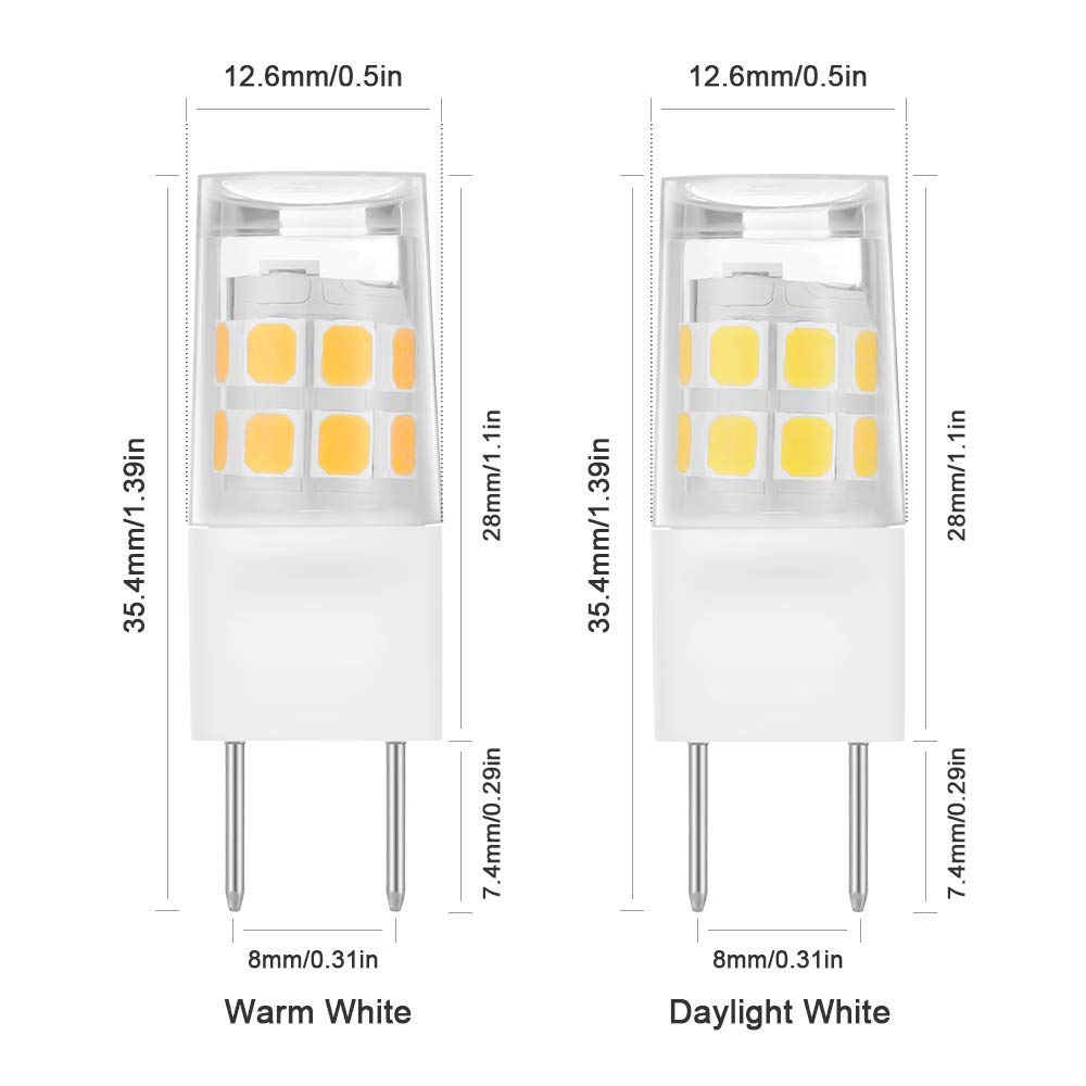 G8 Daylight White LED Bulb T4 Bi-Pin G8 Flat Base Mini Bulbs 110V-130V for Puck Light Samsung ME18H7045FS Microwave Light Bulb Kitchen,Under Cabinet Light, Under Counter Light (10-Pack)