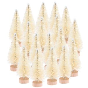 ioffersuper 12pcs mini sisal trees with wood base artificial christmas pine trees bottle brush trees for winter snow miniature scenes diy christmas crafts xmas holiday home desk tabletop decor