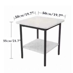 LIYANJJ Couch Side Table, 20 Inch Square Side/End Table/Night Stand/Coffee Table Marble Desktop Mobile Snack Table Metal Frame Industrial Style for Home and Office