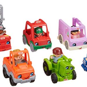 Fisher-Price Little People Friendly Neighborhood Vehicle Gift Set, Toddlers Explore Different Roles People Play in Their Neighborhood with This Set Featuring 6 Roll-Along Vehicles and Figures