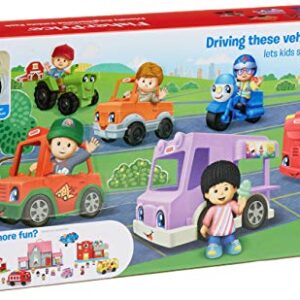 Fisher-Price Little People Friendly Neighborhood Vehicle Gift Set, Toddlers Explore Different Roles People Play in Their Neighborhood with This Set Featuring 6 Roll-Along Vehicles and Figures