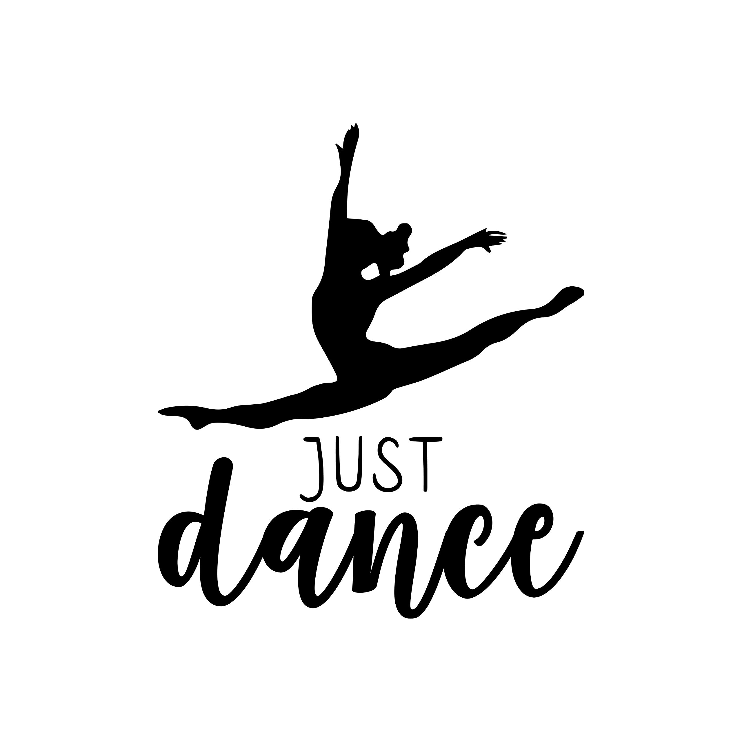 Vinyl Wall Art Decal - Just Dance - 25.5" x 22" - Cute Inspirational Little Ballerina Shape Design Sticker for Girls Bedroom Playroom Gym Yoga Ballet Studio Classes Office Decor (Black)