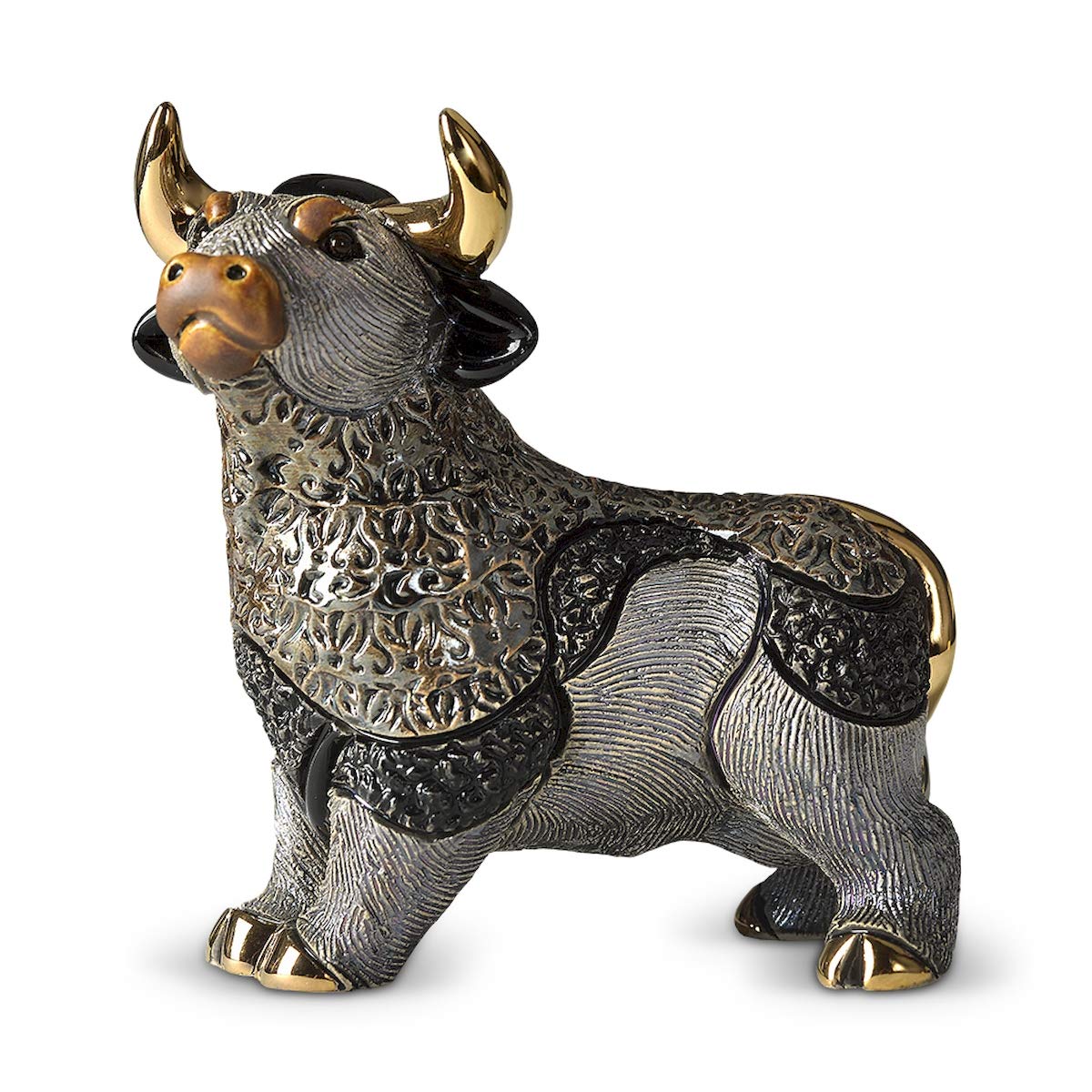 De Rosa Handmade Sculpted Ceramic Brave Bull Figurine Family Collection