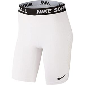 nike womens df softball slider shorts white | black m