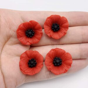 XGALBLA Poppy Brooch Veretrans Gifts Lest We Forget Resin Poppy Lapel Flower Pin for Women Flowers Broaches(4 PCS)