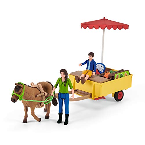 SCHLEICH Farm World, 21-Piece Playset, Farm Toys for Girls and Boys Ages 3-8, Sunny Day Mobile Farm Stand