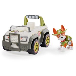 paw patrol, tracker’s jungle cruiser vehicle with collectible figure, for kids aged 3 and up