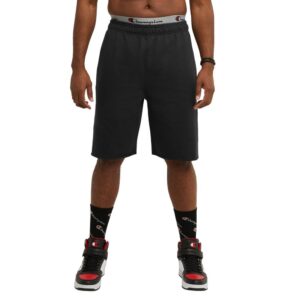 Champion Mens Shorts, Powerblend, Long With Pockets For (Reg. Big & Tall) Athletic-shorts, Black C Patch Logo, Large US