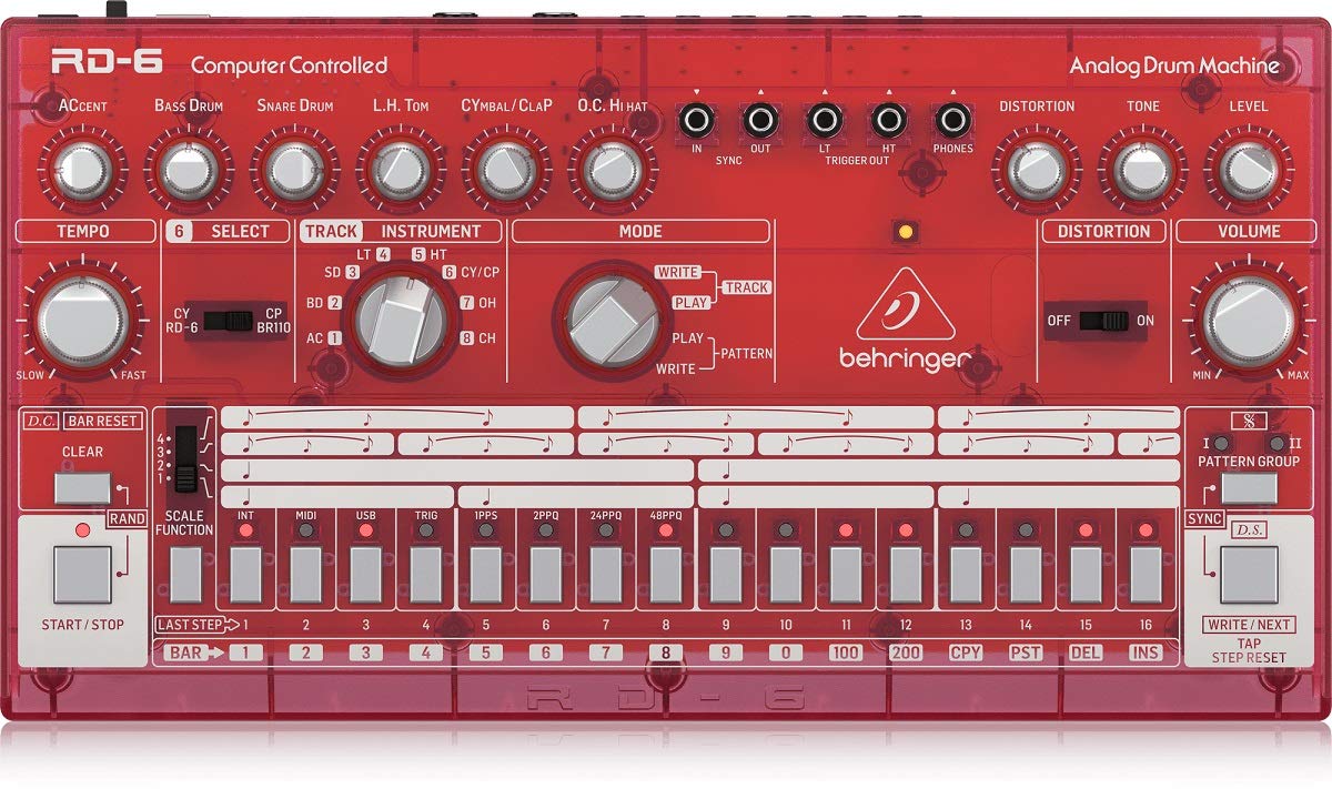 Behringer RD-6-SB Analog Drum Machine - Red Translucent