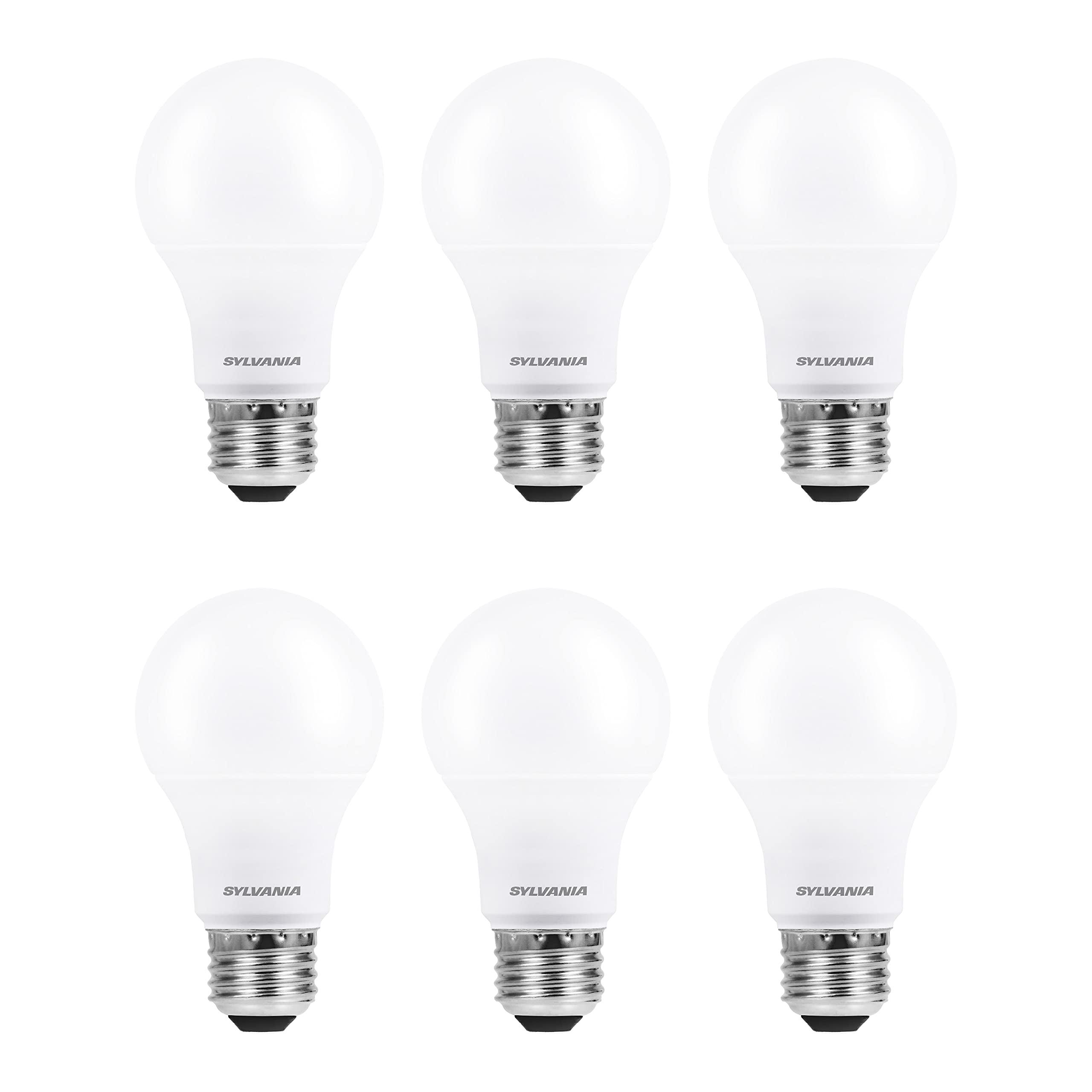 SYLVANIA ECO LED A19 Light Bulb, 100W Equivalent, Efficient 14.5W, 7 Year, 1450 Lumens, Non-Dimmable, Frosted, 2700K, Soft White - 6 Pack (40885)