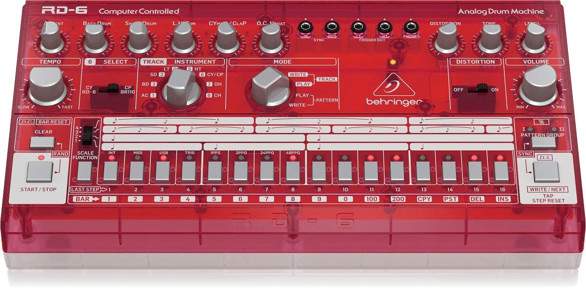 Behringer RD-6-SB Analog Drum Machine - Red Translucent