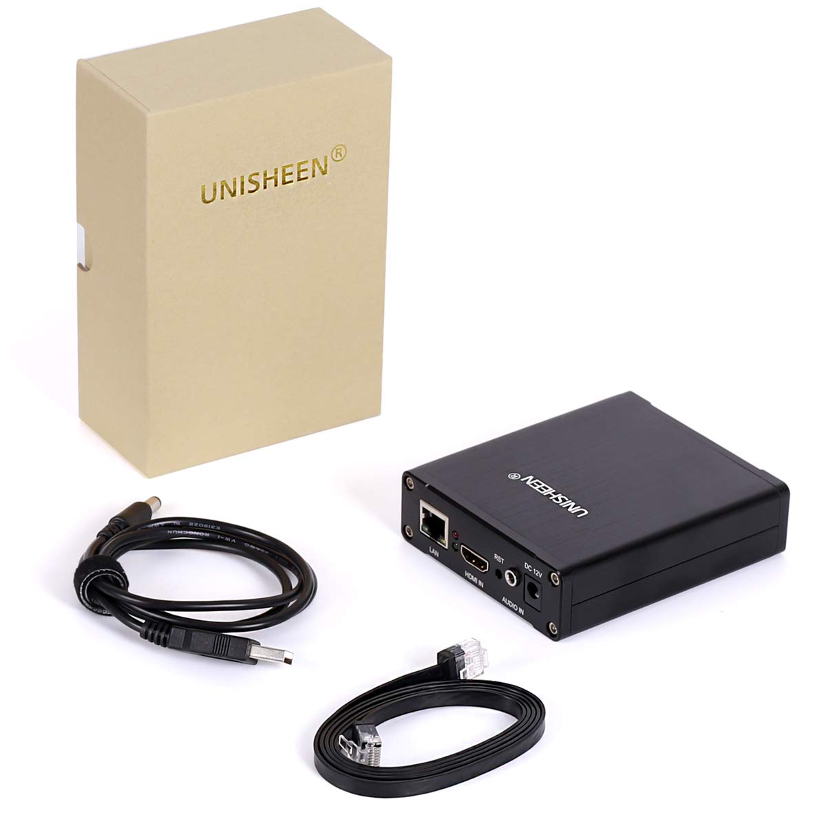 UNISHEEN H.265 H.264/AVC HDMI to IP 1080P Video Encoder Live Streaming Box RTMPS HTTP Compatiable OLED Displayer Game Streaming.