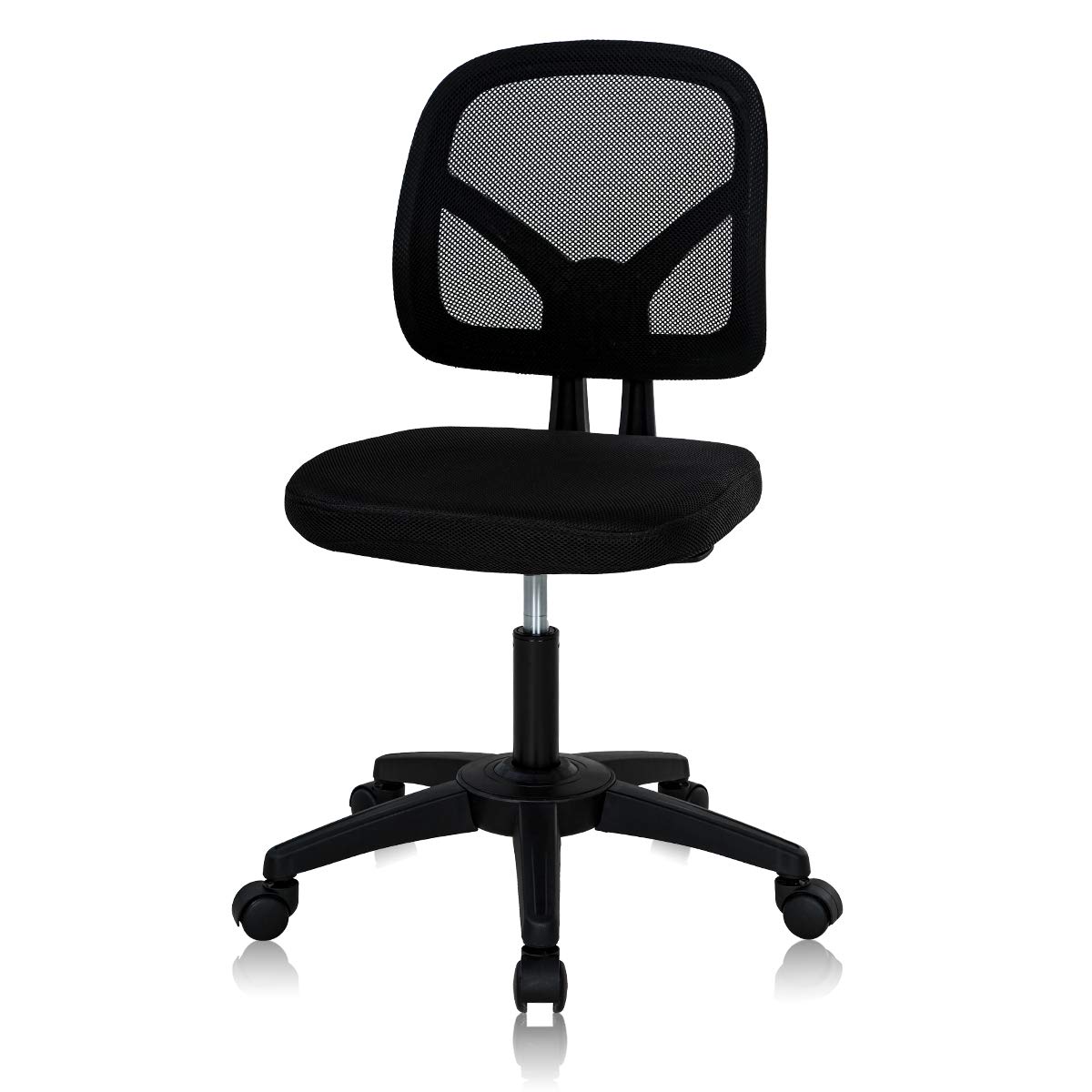 BestShop Home Office Chair Computer Chair Mid Back Mesh Chair Height Adjustable Student Chair Ergonomic Desk Chair Task Chair No Armrest Executive Rolling Swivel Chair with Casters, Black