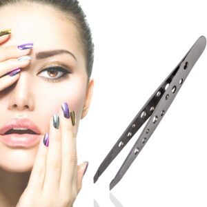 Stainless Steel Slant Tip Tweezer - The Best Professional Precision Eyebrow Tweezers,Surgical Grade Stainless Steel for Professional Eyebrow Shaping and Facial Hair Removal 1PC