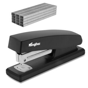 kangbaz stapler, office stapler with 5000 staples,standard desktop stapler and 5,000 staples, 20 sheet capacity(26/6),1/4 inch staples, staples standard,jam free,black