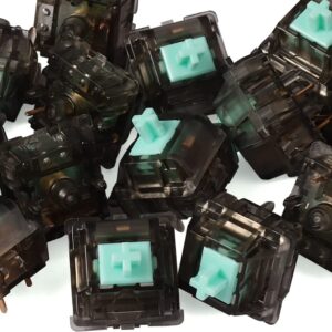 ZugGear Linear Switches 62g Translucent Smokey Aqua Teal Switch with Gold-Plated Spring Smooth Creamy Green Stem 5 Pins Linear Keyswitch (DUROCK L2 Smokey 62g, 20pcs)