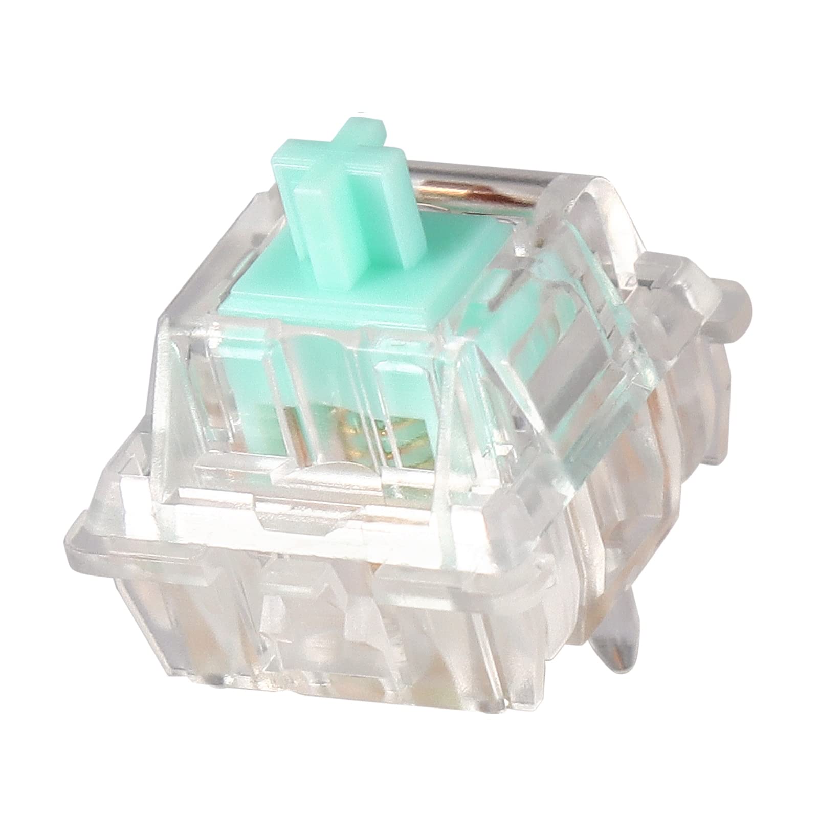 ZugGear Linear Switches 62g Transparent Aqua Teal Switch with Gold-Plated Spring Smooth Creamy Green Stem 5 Pins Linear Keyswitch (DUROCK L2 Clear, 20pcs)