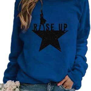 Kotiera Women Casual Loose Crewneck Sweatshirt - Long Sleeve Rise Up Tee Overcoming Hope Hamilton T-Shirt Blue L