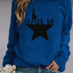 Kotiera Women Casual Loose Crewneck Sweatshirt - Long Sleeve Rise Up Tee Overcoming Hope Hamilton T-Shirt Blue L