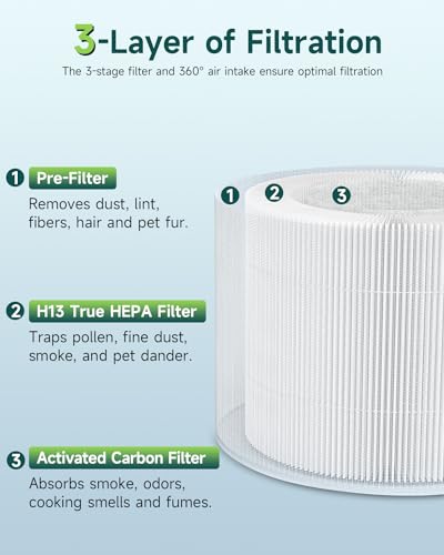 2-Pack HP01 HP02 Filter Replacement Kit Compatible with Dyson HP01/HP02/DP01 Air Purifier, H13 True HEPA Air Purifier Filter