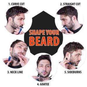 2PCS Men's Beard Shaping Tool Template, Beard Guide Shaper with Inbuilt Comb, Multi-liner Edges Shave for Curve/Straight/Neckline/Goatee/Sideburns (Clear-2pcs)