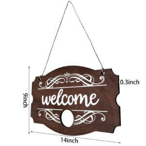 Jetec Welcome Door Sign Christmas Decor Fall Sign Seasonal Front Door Rustic Wood Welcome Sign Wall Hanging Porch Easter Interchangeable 14 x 9 Inch