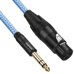 hosongin xlr female to 1/4 inch trs cable, microphone cable quarter inch (6.35mm) trs stereo jack plug to xlr female balanced interconnect wire mic cord - 10 feet