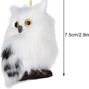 SYLOTS Owl White Black Furry Christmas Ornament Decoration, Set of 5 Bird Figurine Artificial Feathered Owl Cute Owl Model Christmas Tree Decor Home Garden Fairy Desktop Decoration H7cm/2.75Inch