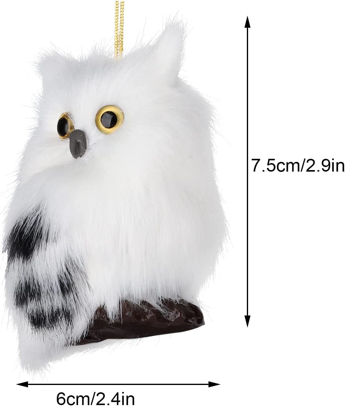 SYLOTS Owl White Black Furry Christmas Ornament Decoration, Set of 5 Bird Figurine Artificial Feathered Owl Cute Owl Model Christmas Tree Decor Home Garden Fairy Desktop Decoration H7cm/2.75Inch