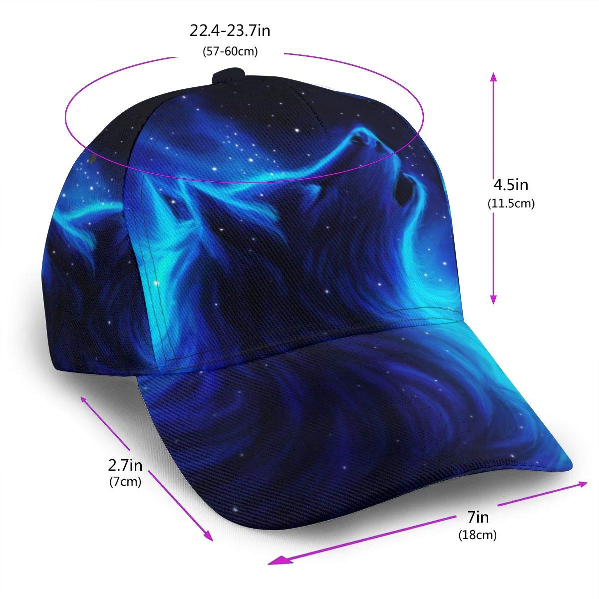 Unisex Baseball Caps UPF 50 cooling Baseball Hats Blue Universe Galaxy Magic Wolf In The Space (4) Trucker Cap for park, pool, gym, fishing, hunting Baseball Hat