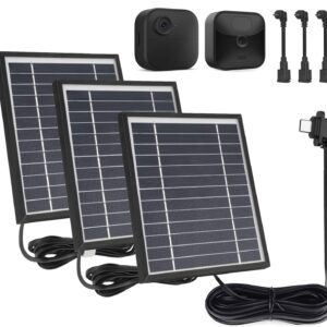 iTODOS 3 Pack Solar Panel Works for Blink Outdoor 4 (4th Gen)/Blink Outdoor (3rd Gen) XT3 and Blink XT/XT2 Camera,11.5Ft Outdoor Power Charging Cable,Power Your Blink Camera continuously - Black