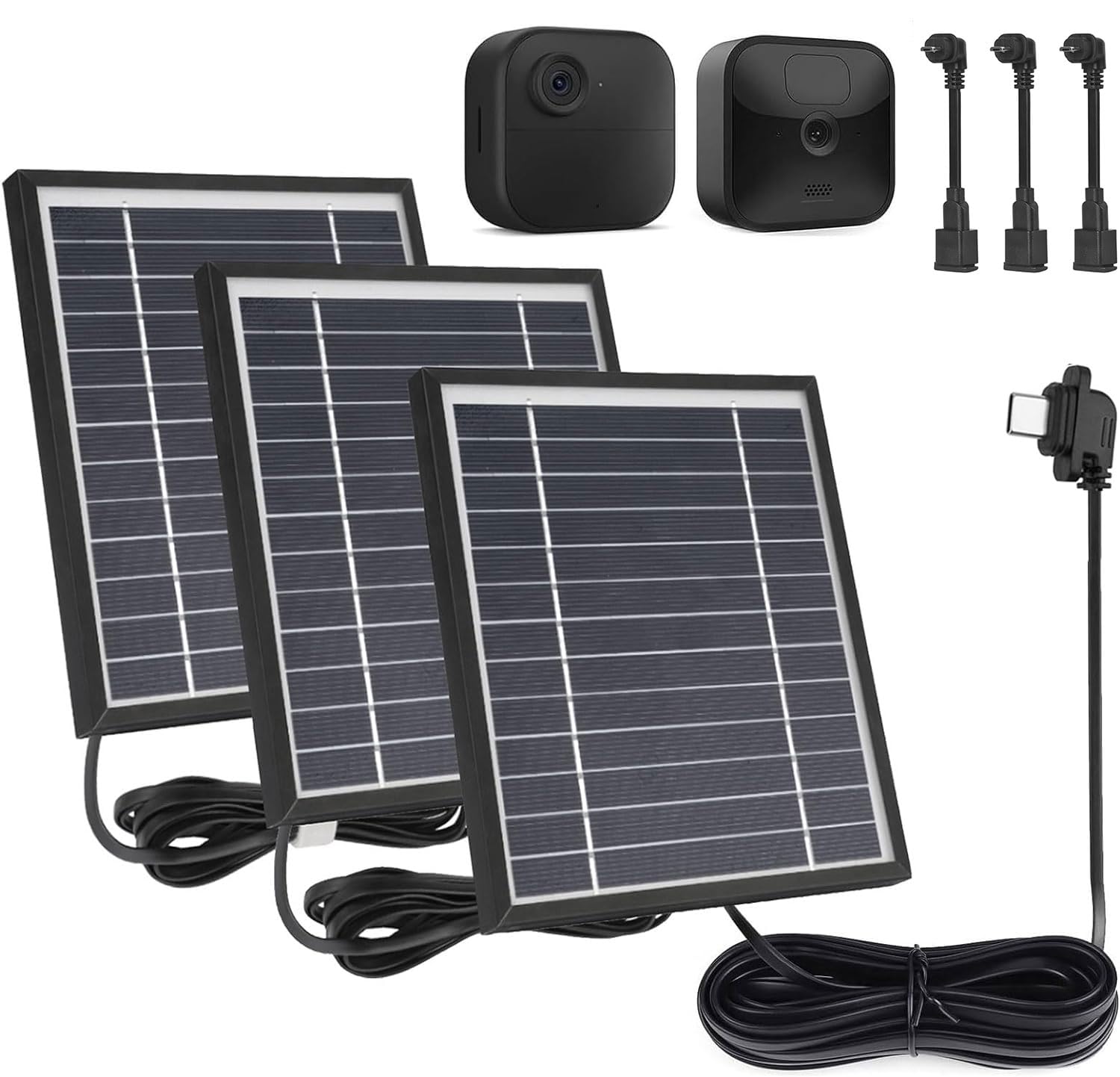 iTODOS 3 Pack Solar Panel Works for Blink Outdoor 4 (4th Gen)/Blink Outdoor (3rd Gen) XT3 and Blink XT/XT2 Camera,11.5Ft Outdoor Power Charging Cable,Power Your Blink Camera continuously - Black