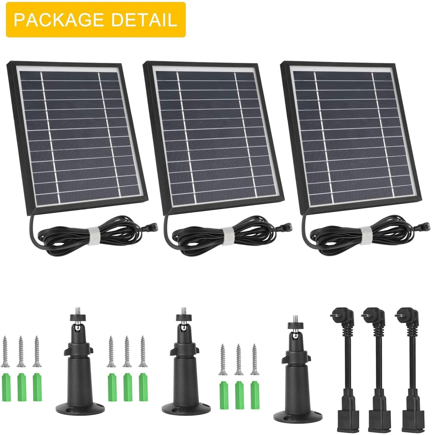 iTODOS 3 Pack Solar Panel Works for Blink Outdoor 4 (4th Gen)/Blink Outdoor (3rd Gen) XT3 and Blink XT/XT2 Camera,11.5Ft Outdoor Power Charging Cable,Power Your Blink Camera continuously - Black