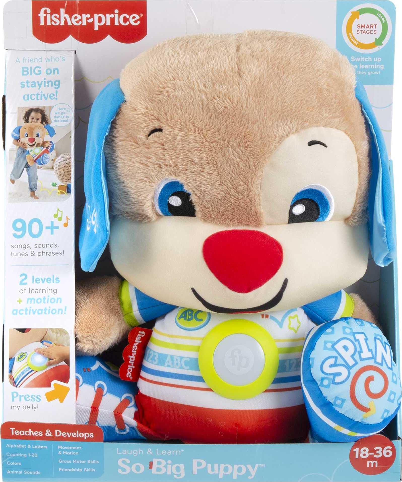 Fisher-Price Laugh & Learn Toddler Learning Toy So Big Puppy Musical Plush with Smart Stages Content for Ages 18+ Months