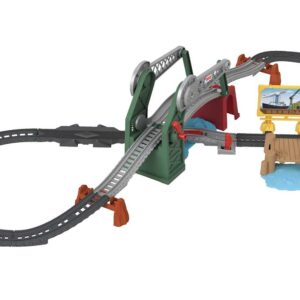 Thomas & Friends Bridge Lift Thomas & Skiff train set with motorized engine and toy boat for preschool kids ages 3 years and up