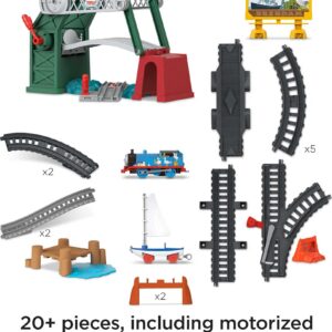 Thomas & Friends Bridge Lift Thomas & Skiff train set with motorized engine and toy boat for preschool kids ages 3 years and up