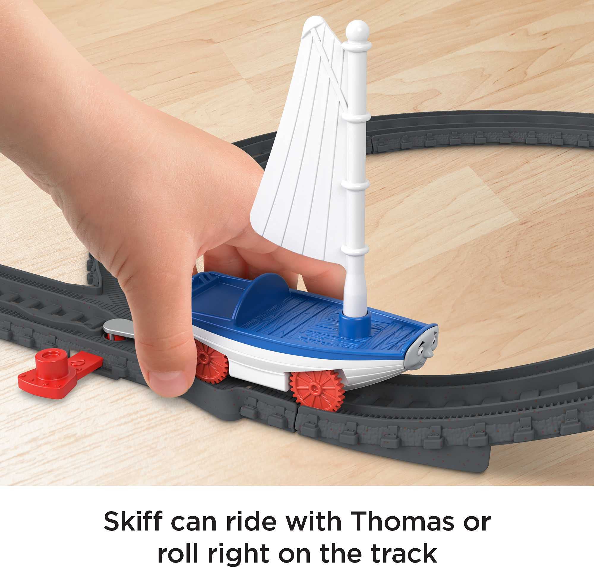 Thomas & Friends Bridge Lift Thomas & Skiff train set with motorized engine and toy boat for preschool kids ages 3 years and up