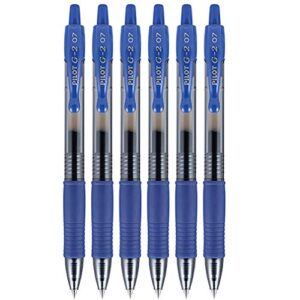 pilot g2 retractable rollerball gel pens, fine point, 0.7mm, blue ink, 6 count