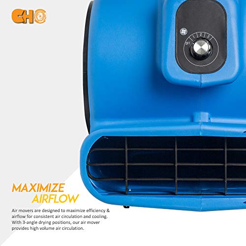 cho Air Mover Durable Lightweight Carpet Dryer Utility Blower Floor Fan for Janitorial Cleaner Home Commercial (Blue, 1/2 HP)