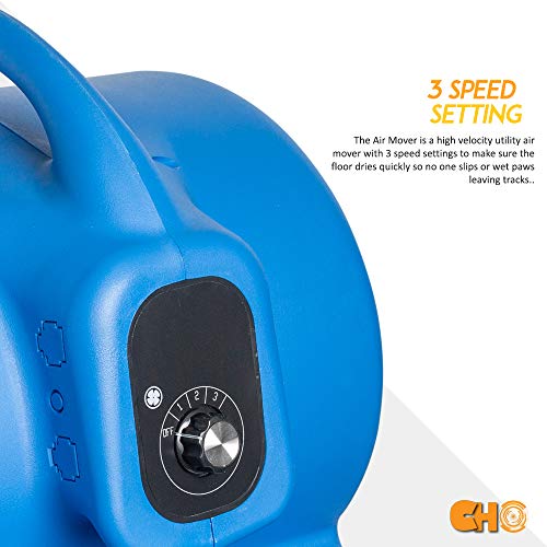 cho Air Mover Durable Lightweight Carpet Dryer Utility Blower Floor Fan for Janitorial Cleaner Home Commercial (Blue, 1/2 HP)