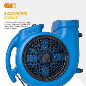 cho Air Mover Durable Lightweight Carpet Dryer Utility Blower Floor Fan for Janitorial Cleaner Home Commercial (Blue, 1/2 HP)