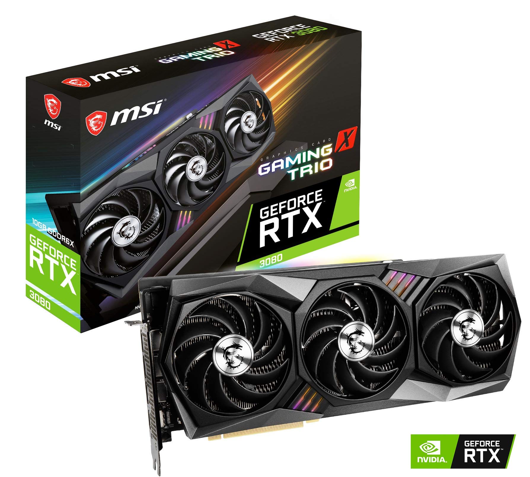 MSI Gaming GeForce RTX 3080 10GB GDRR6X 320-Bit HDMI/DP Nvlink Tri-Frozr 2 Ampere Architecture OC Graphics Card (RTX 3080 GAMING X TRIO 10G)