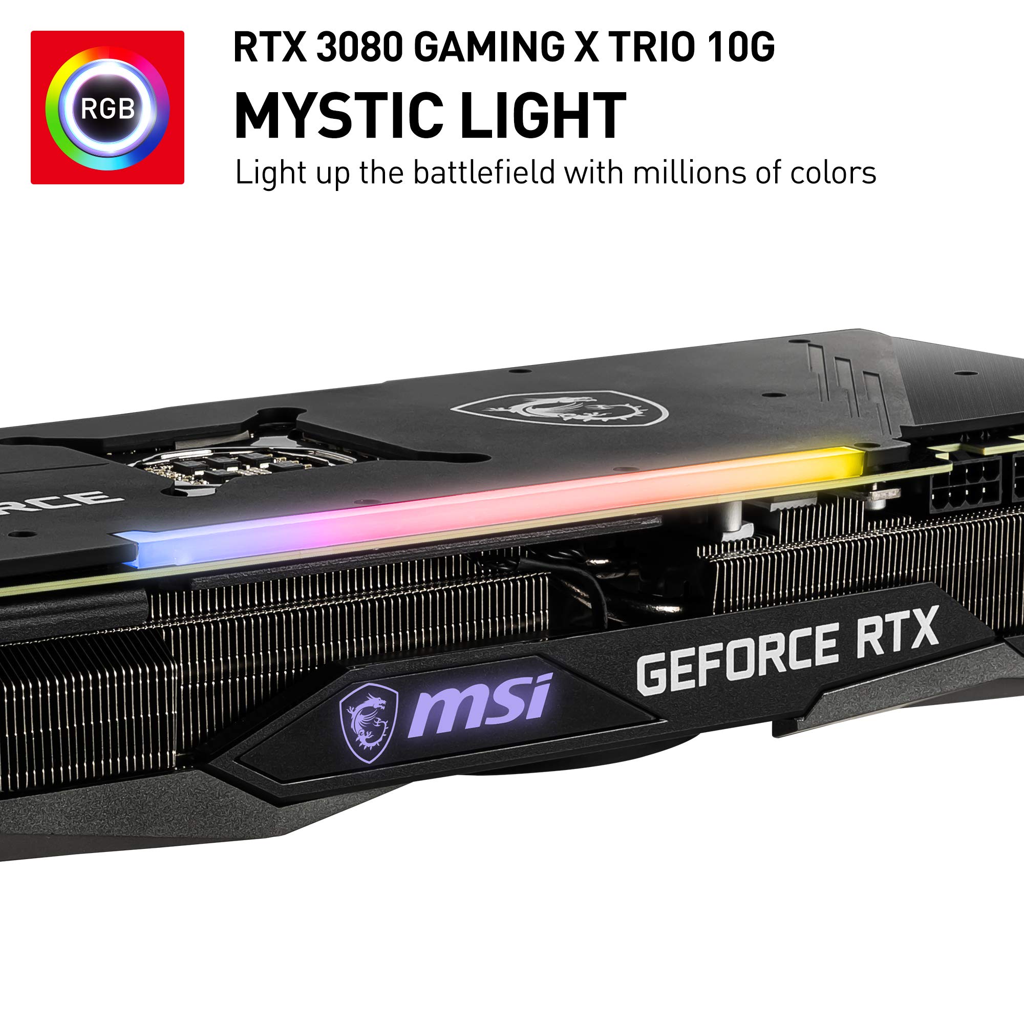 MSI Gaming GeForce RTX 3080 10GB GDRR6X 320-Bit HDMI/DP Nvlink Tri-Frozr 2 Ampere Architecture OC Graphics Card (RTX 3080 GAMING X TRIO 10G)