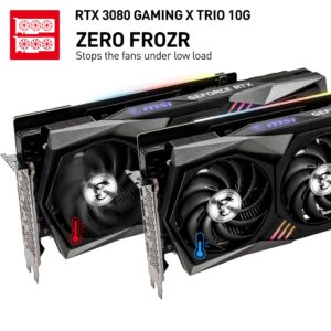 MSI Gaming GeForce RTX 3080 10GB GDRR6X 320-Bit HDMI/DP Nvlink Tri-Frozr 2 Ampere Architecture OC Graphics Card (RTX 3080 GAMING X TRIO 10G)