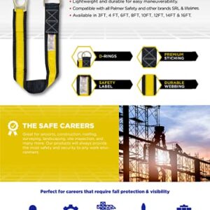 Palmer Safety Fall Protection Safety 4' Cross Arm Strap I 3” Wide Pass-through with Large D-Ring and Small D-Ring I ANSI OSHA Anchorage Sling Compliant Fall Arrest System