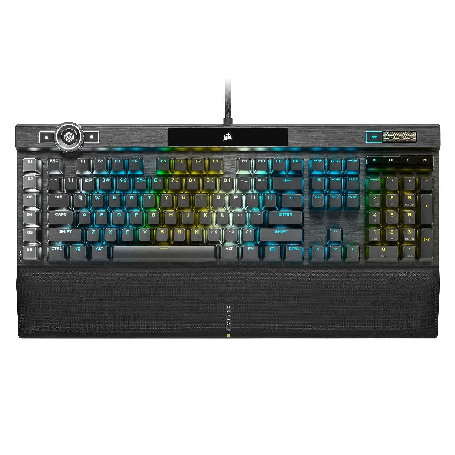 Corsair K100 RGB Optical-Mechanical Wired Gaming Keyboard - OPX Switches - PBT Double-Shot Keycaps - Elgato Stream Deck and iCUE Compatible - QWERTY NA Layout - Black