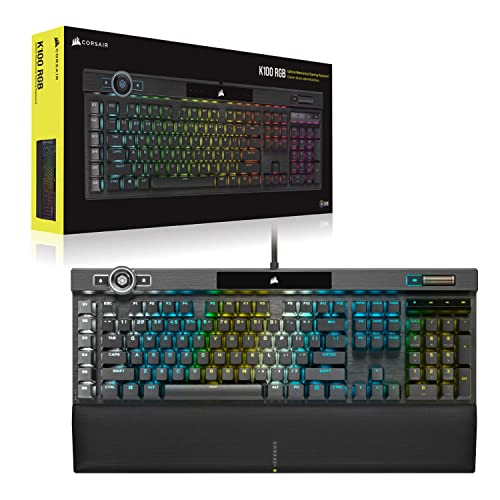 Corsair K100 RGB Optical-Mechanical Wired Gaming Keyboard - OPX Switches - PBT Double-Shot Keycaps - Elgato Stream Deck and iCUE Compatible - QWERTY NA Layout - Black