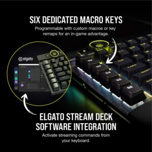 Corsair K100 RGB Optical-Mechanical Wired Gaming Keyboard - OPX Switches - PBT Double-Shot Keycaps - Elgato Stream Deck and iCUE Compatible - QWERTY NA Layout - Black