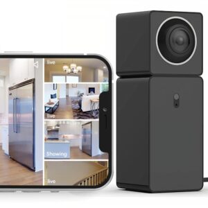 see 4 views with 1 security camera, indoor home cam security with two-way audio, 1080p smart 360 monitoring, wifi, night vision, motion detection, iphone app with alerts and cloud storage