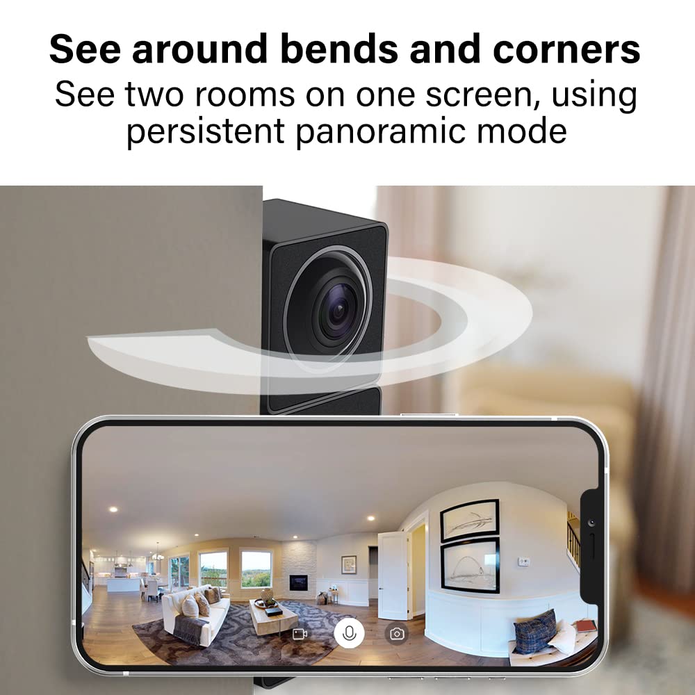 See 4 Views with 1 Security Camera, Indoor Home Cam Security with Two-Way Audio, 1080p Smart 360 Monitoring, WiFi, Night Vision, Motion Detection, iPhone App with Alerts and Cloud Storage